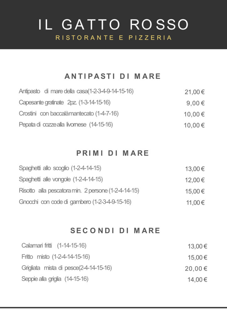 Menu Ristorante – Ristorante Pizzeria Il Gatto Rosso – Sesto al Reghena ...